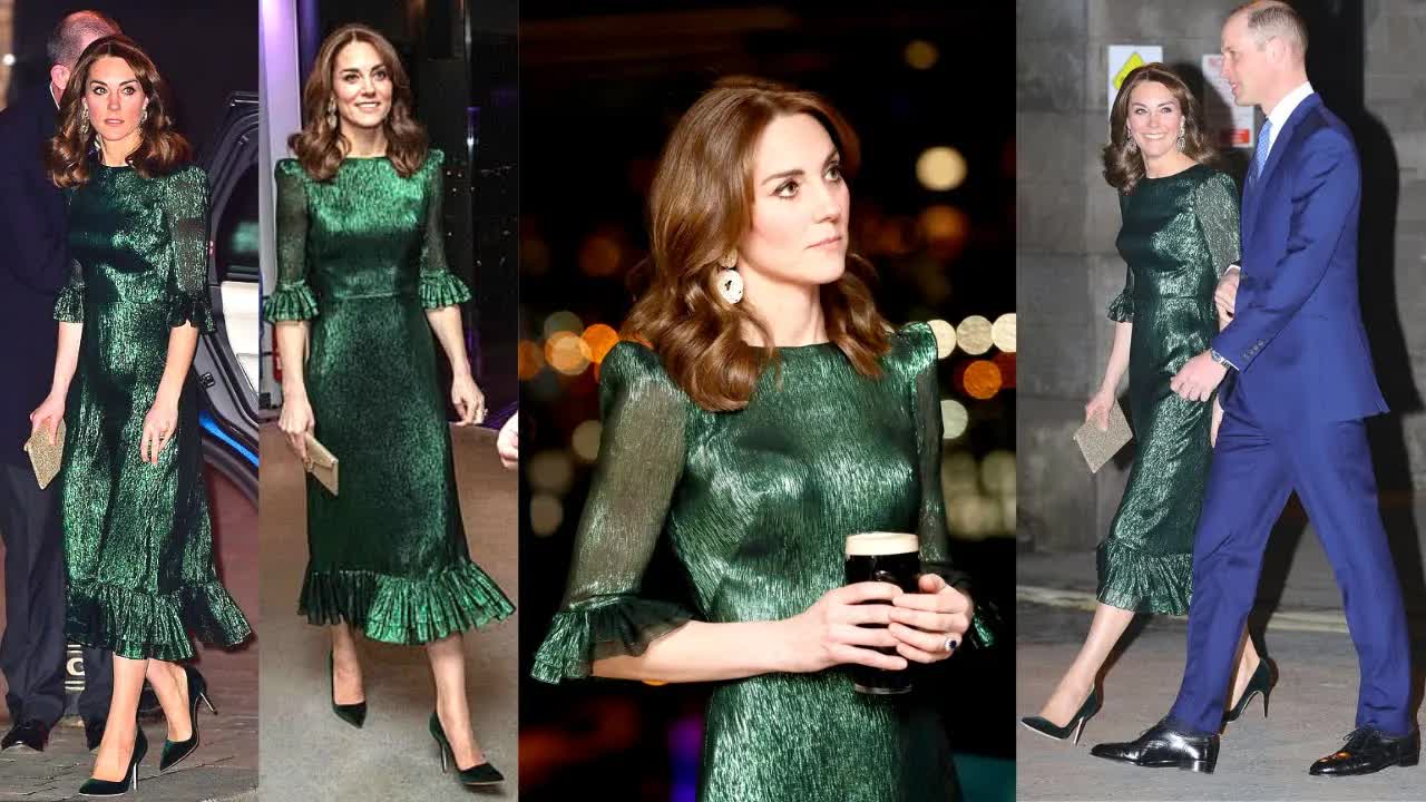 Princess Catherine Shines in Emerald Green Dress at Irish Reception ...